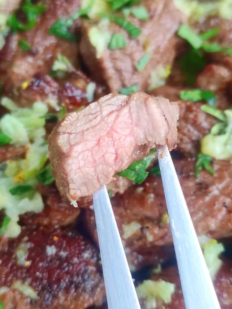 Sirloin Steak Tips on the Stove With Garlic Butter